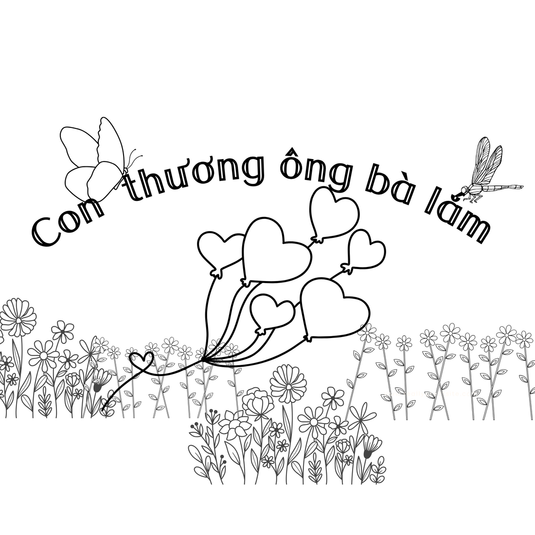 Coloring page for grandparents | Tô màu tranh tặng ông bà – VietCan Books